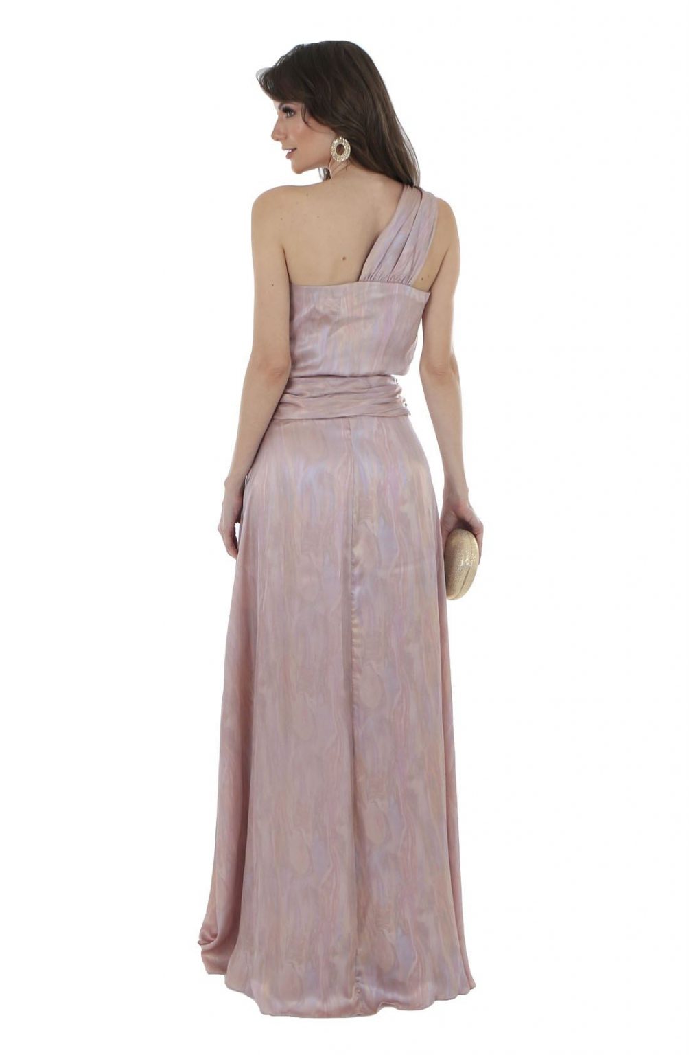 Vestido de Festa Longo Rose Cetim - Impression Modas