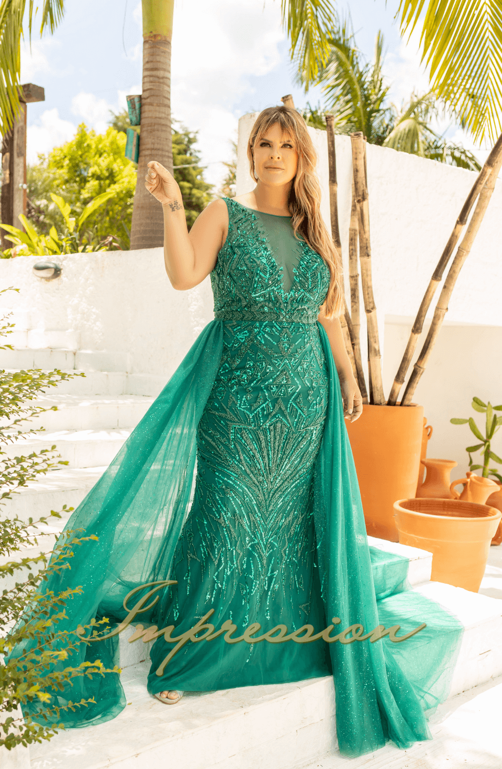 Vestido de Festa Longo Plus Size Verde - Impression Modas Vestido de Festa Longo Plus Size Verde - Impression Modas