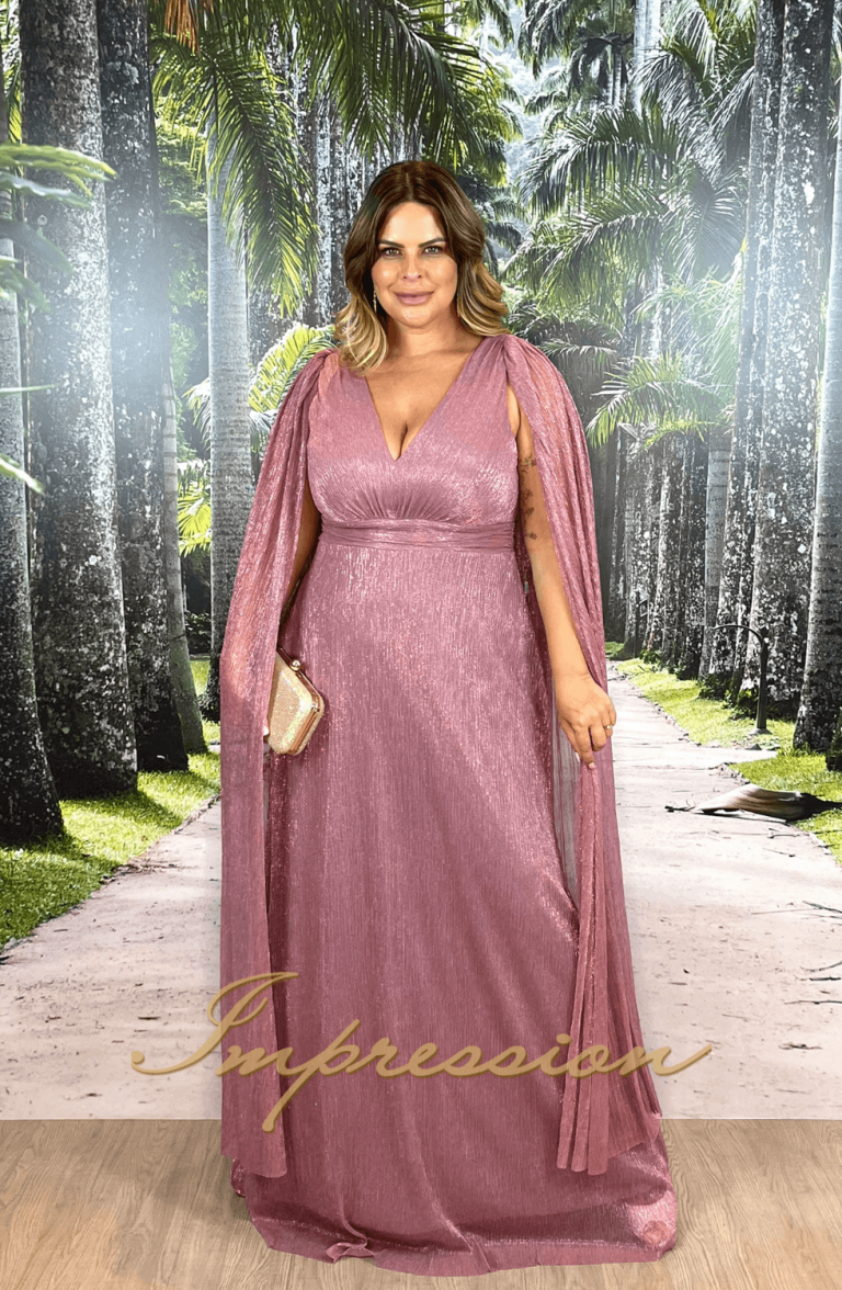 Vestido de Festa Longo Plus Size Rose - Impression Modas
