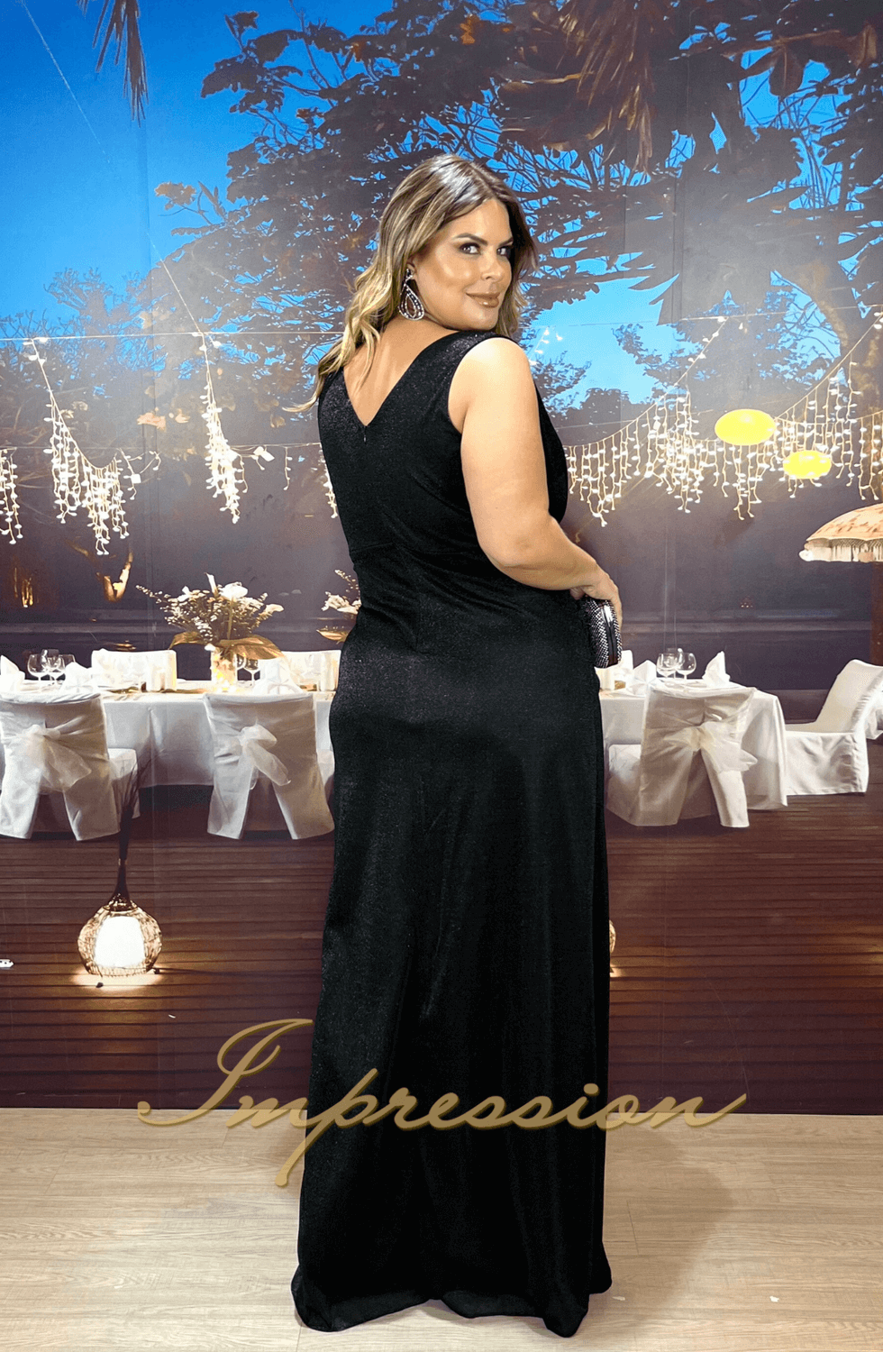 Vestido de Festa Longo Plus Size Preto - Impression Modas Vestido de Festa Longo Plus Size Preto - Impression Modas